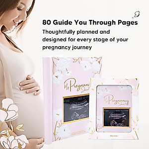 Pregnancy Journal And Baby Footprint & Handprint Inkless Ink Pad Bundle - 80 Pages Hard Cover Pregnancy Book For Mom To Be Gift - 2-Pack Clean Touch Hand and Foot Print Keepsake Ink Pads