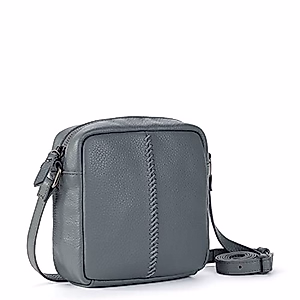 The Sak Maisie Square Crossbody in Leather, Adjustable Strap, Dusty Blue