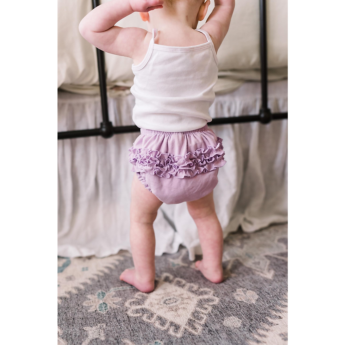 Made in USA Baby Girls Ruffled Diaper Covers Bloomers Soft Cotton Fashionable Cute SPD sensory Sensity Clothing White, 0/3 M