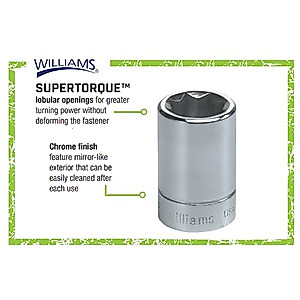 Williams JHWBD-812 SuperTorque 3/8-Inch Drive Shallow 8-Point 3/8-Inch Socket with Lobular Openings and Chrome Finish