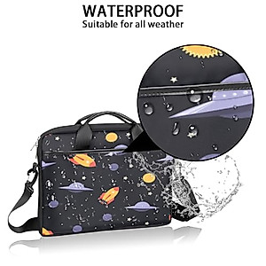 Space Ufo Rocket Laptop Computer Bag Waterproof Shoulder Messenger Bag 13-15 inch Durable Laptop Tote Bag with Shoulder Strap Handle Lightweight Crossbody Briefcase