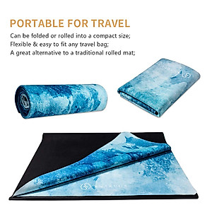 SNAKUGA Travel Yoga Mat, Non Slip Exercise Suede Mat with Carry Bag, All-Purpose Fitness Mat with High Density Anti-Tear Surface for Women, Ideal for Pilates Workout (72'' x 26'' x 1.5mm Thick)