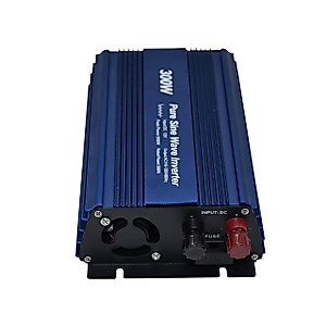 DC 12V to AC120V Pure sine Wave Power Inverter 300W with Dual sockets Output and DC 5V 2Amp USB Output. Ideal for Most Small Power appliances. (300W) Blue