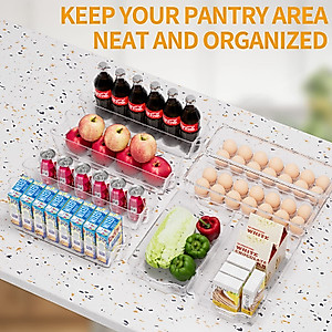 Alpacasso Fridge Organizer Storage Bins Stackable Freezer Kitchen Containers with Handles BPA Free Clear Organization Fridge Stackable Organizer for Cabinet Drawer and Pantry Pack of 8