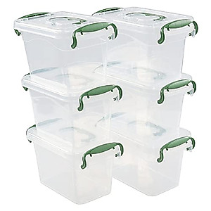 CadineUS 2 L Storage Bins, 6 Pack Small Boxes with Lids, Clear Plastic Boxes