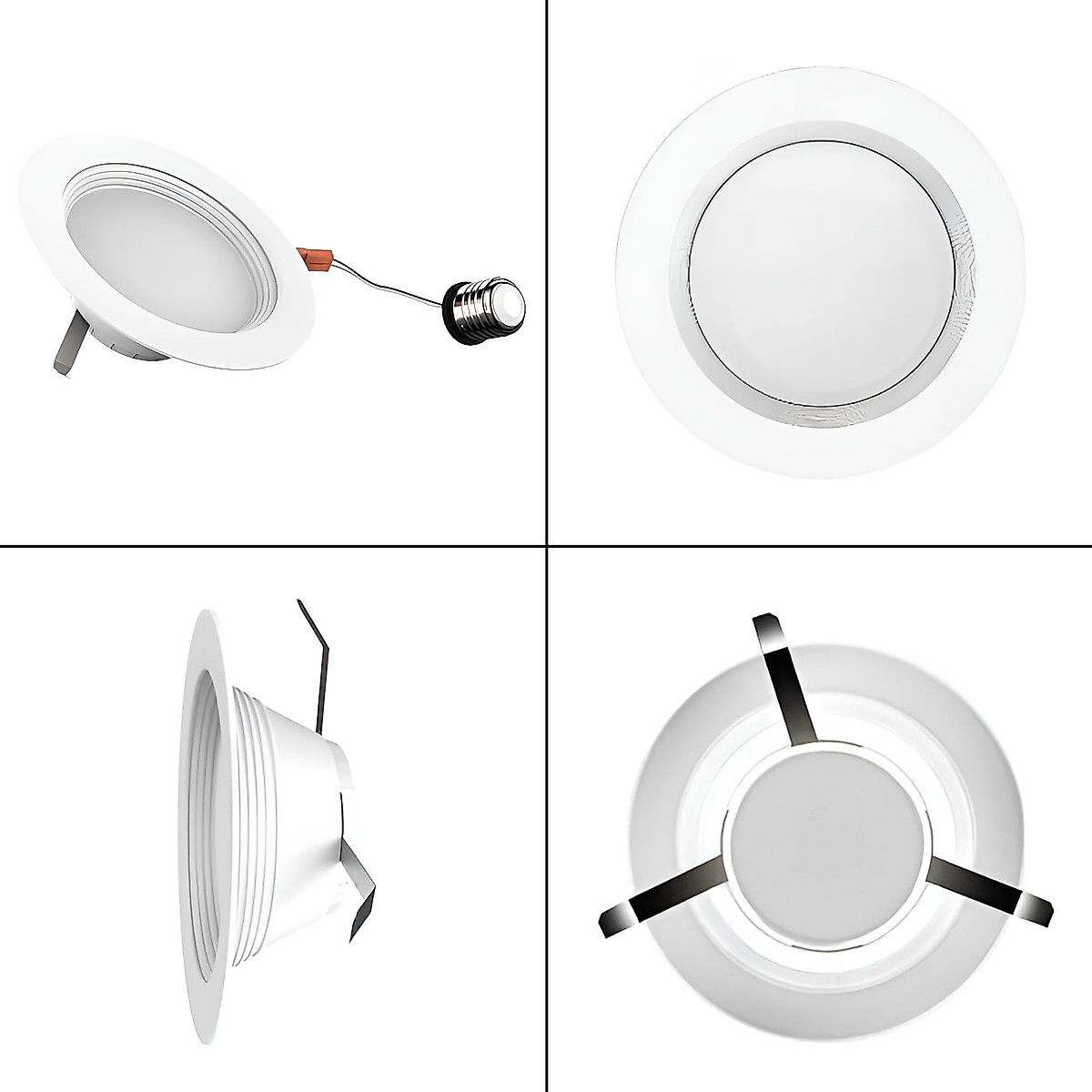 LEDMyplace 4 inch 10W Round Dimmable Retrofit LED Recessed Downlight, Pack of 4, 3000K Warm White, 650 Lumens, Replace of 35W, Baffle Trim Can Lights for Ceiling, Indoor Lighting for Home, Kitchen