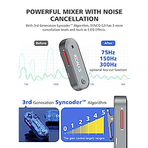 SYNCO Wireless Lavalier Microphone, G3 Lapel Mic White Triple Channel Transmission up to 250m for DSLR Camera Smartphone Laptop for YouTube Streaming Vlogging, Wireless-Lavalier-Recording-Video-Mic