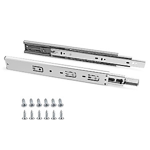 Gobrico Drawer Hardware 16-inch Hydraulic Soft Self Close Drawer Slides Full Extension Ball Bearing Drawer Runners 3Folds 100 lb. 1Pair