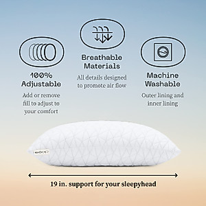 Coop Home Goods - Toddler Pillow (14x19) and Grey Pillow Protector - Premium Cross-Cut Memory Foam - Soft Lulltra Washable Cover from Rayon - CertiPUR-US/GREENGUARD Gold Certified