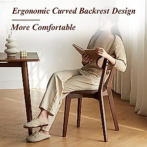 Bamskov 100% Solid Oak Wood Dining Room Chairs Set of 2 - Practical Kitchen Chairs - Wood Chair for Dining Room, Kitchen & Dining Room Chairs (Walnut)