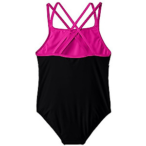 Speedo Girl's Swimsuit One Piece Solid Cross Back Multi Straps