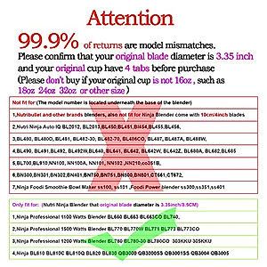 16oz Blender Cup Set for Ninja Replacement Parts Single Serve Blender Cup With Lids Set For BL770 BL780 BL660 BL740 BL810 Nutri Ninja Series Blenders (2-pack)