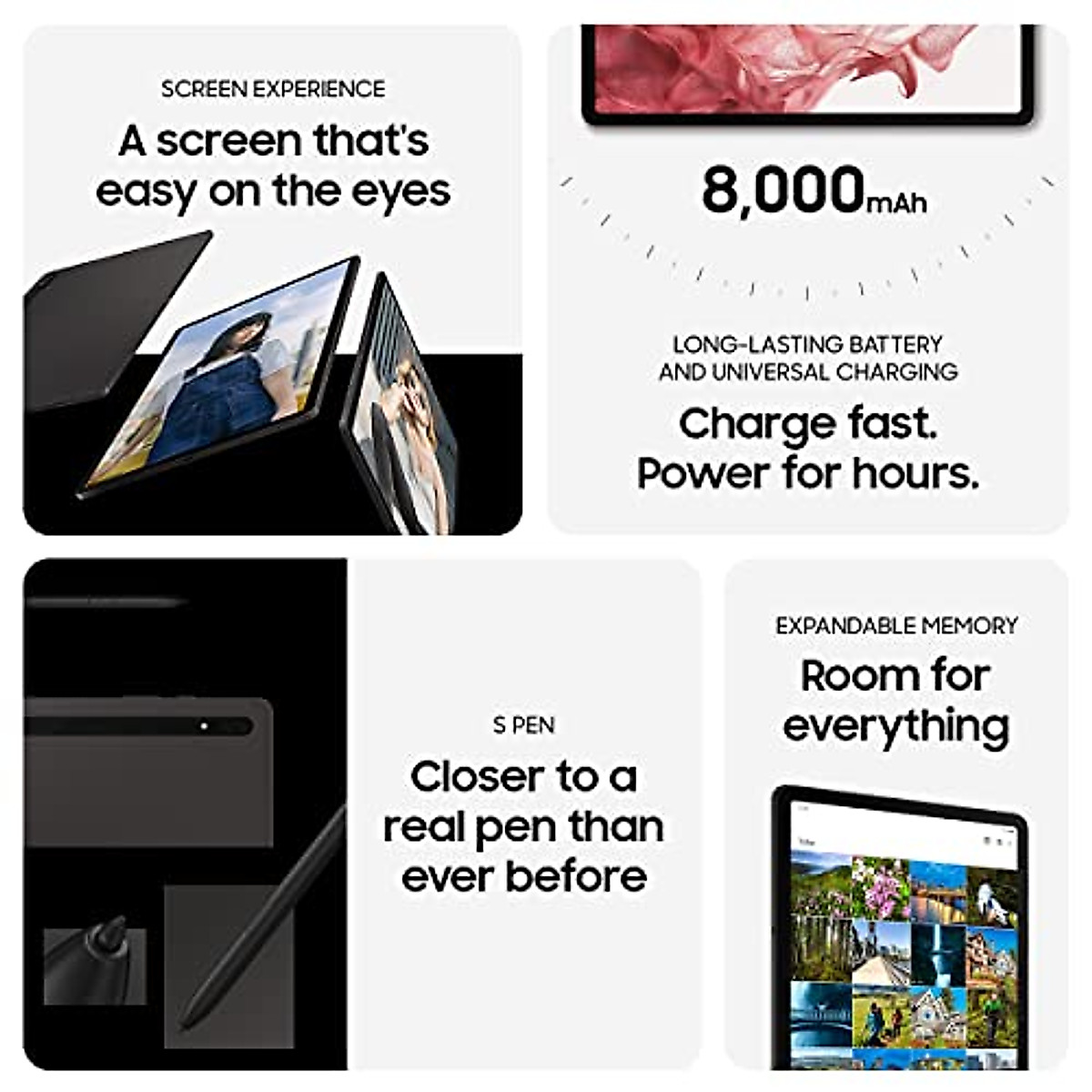 SAMSUNG Galaxy Tab S8 11” 128GB WiFi 6E Android Tablet, PC Experience, Large LCD Screen, S Pen Included, Ultra Wide Camera, Expandable Memory, Long Lasting Battery, US Version, 2022, Graphite