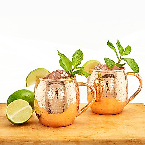 Hammered Solid Copper Moscow Mule Mug, 16 Oz., Set of 2
