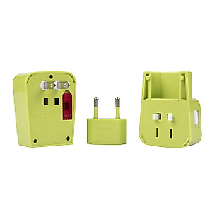 Travelon Worldwide Adapter and USB Charger, Lime, One Size