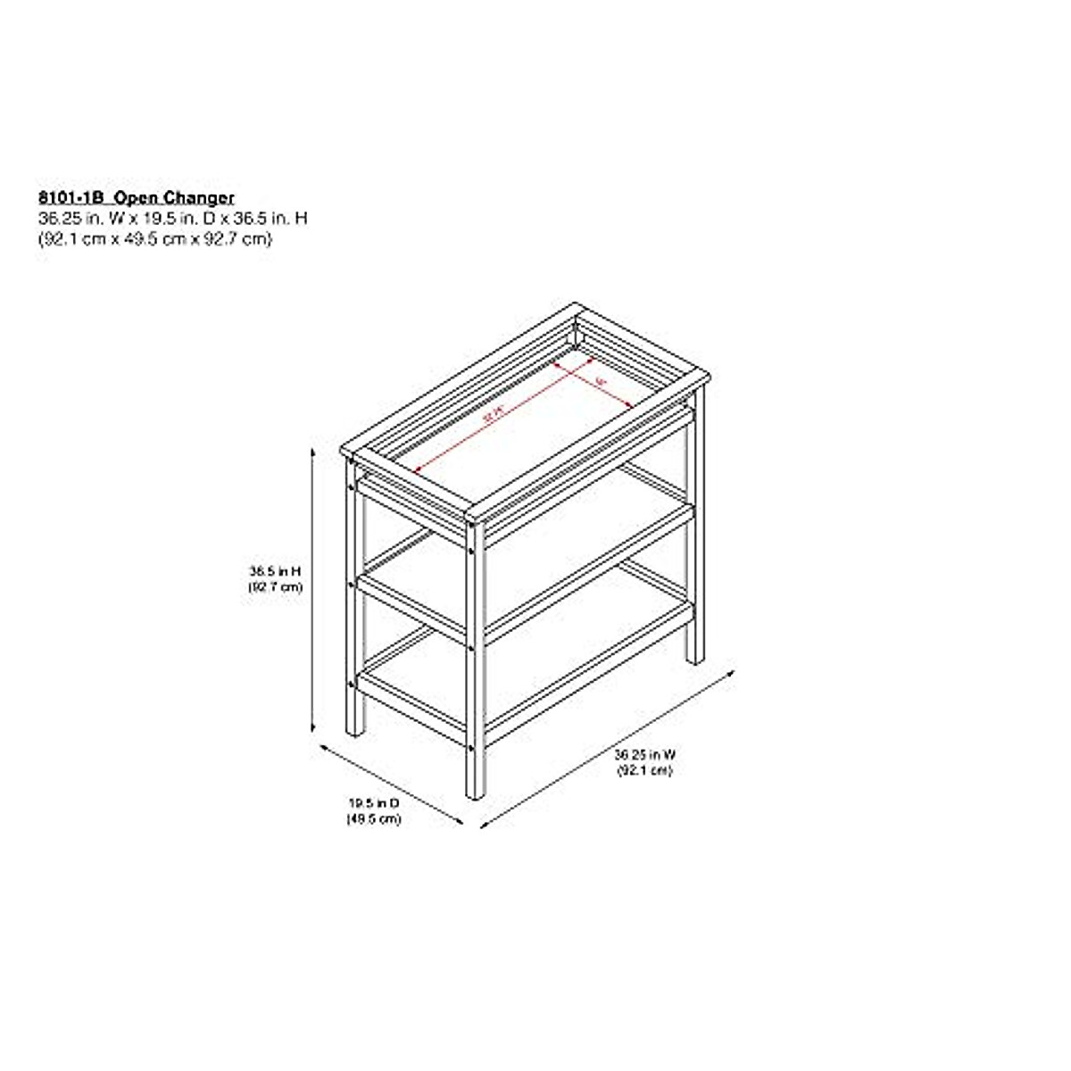 Baby Relax Mydland Open Changer, Nursery Furniture, Coastal Gray