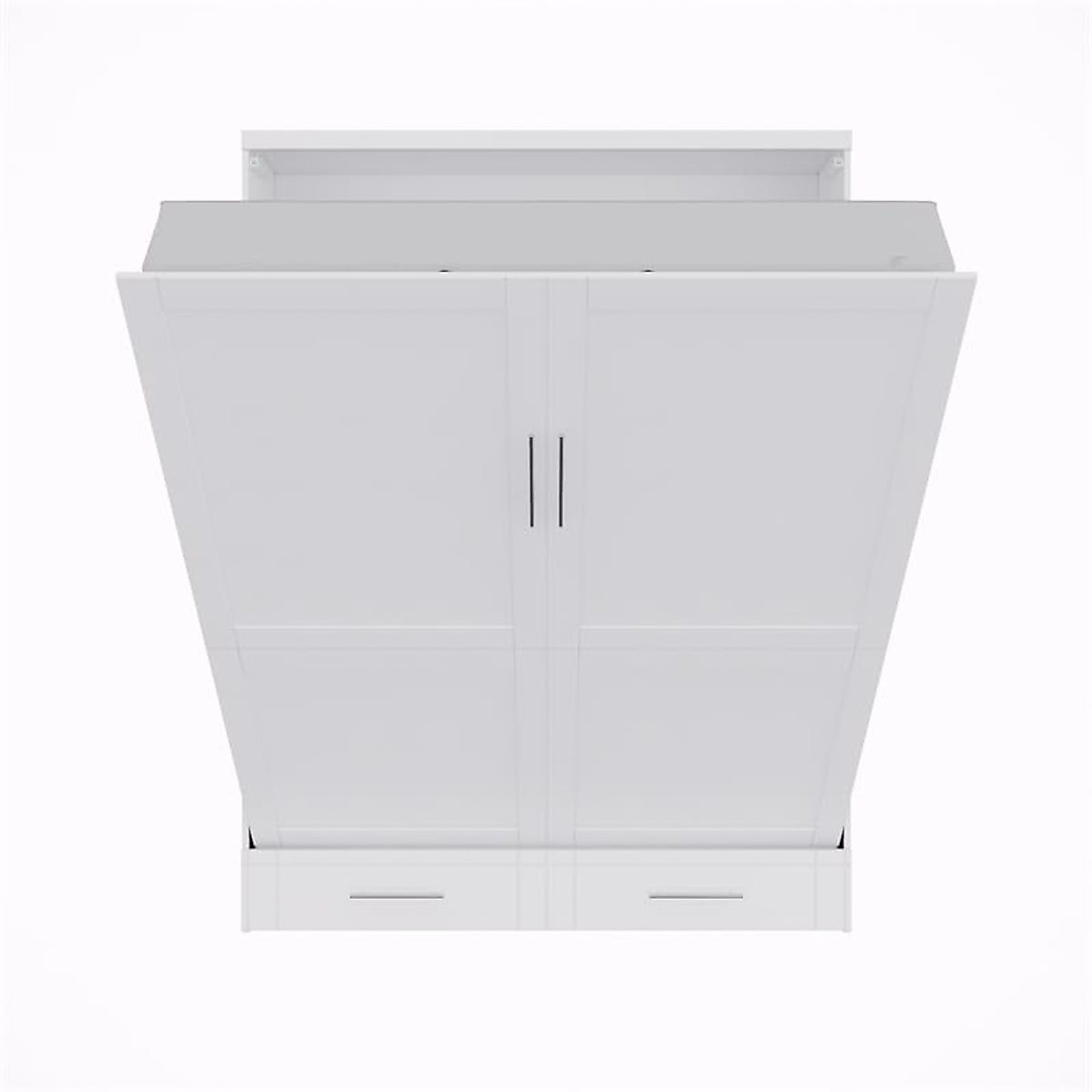 RoomAndLoft Queen Size White Murphy Wall Bed in Solid Wood, No Box Spring Needed, Easy Assembly