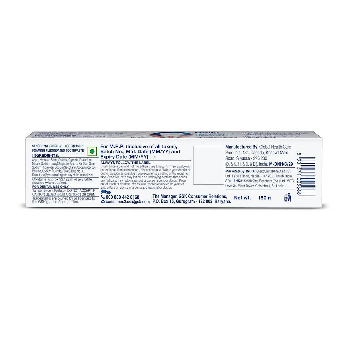 Sensodyne Sensitive Toothpaste - 150g FRESH GEL