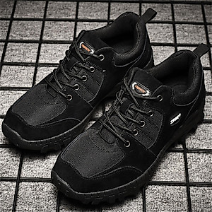 JiuQing Men's Hiking Shoes Trail Running Shoes Waterproof Low Rise Outdoor Walking Boots,Black,8