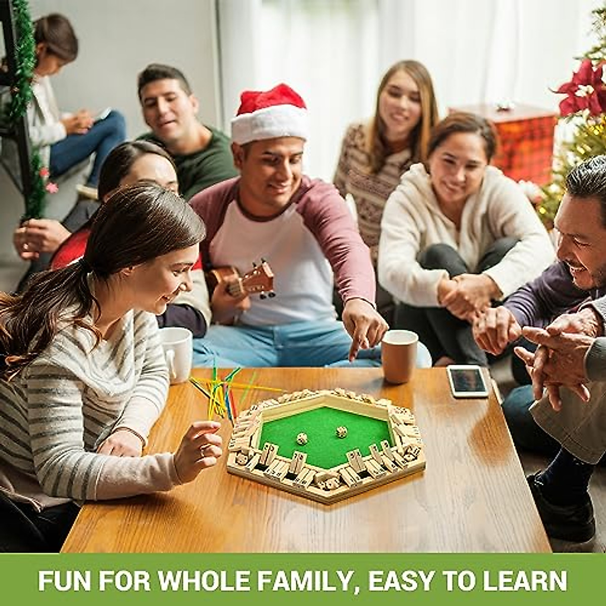 ropoda Shut The Box Game, Upgraded 1-6 Player Wooden Board Games for Adult and Kids, Shut The Box Dice Game -Addition Training, Fun for Family Game Night