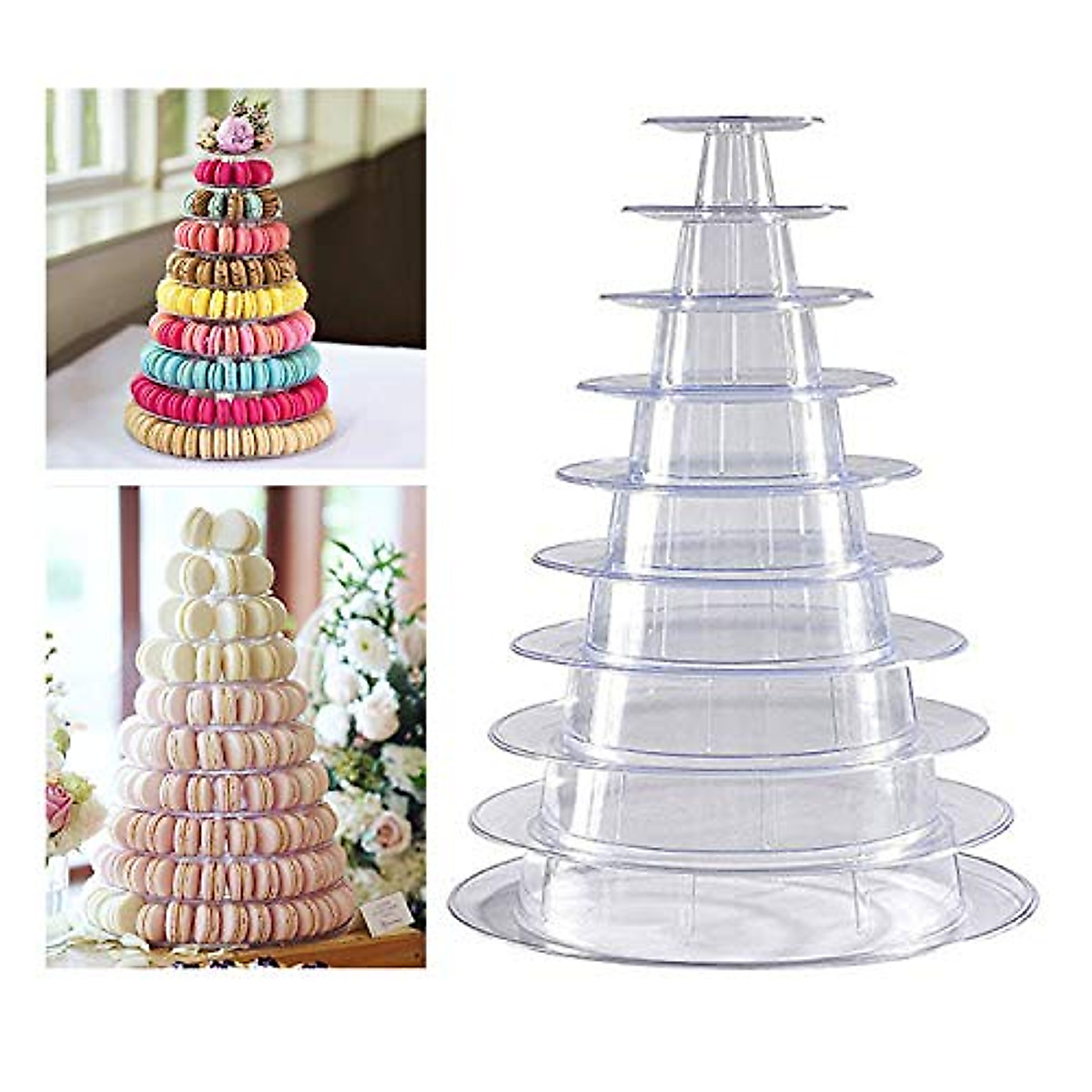 SHINA 1pcs 10 Tier 4" - 13" Dia Macaron Cake Tower Display Stand for French Macarons