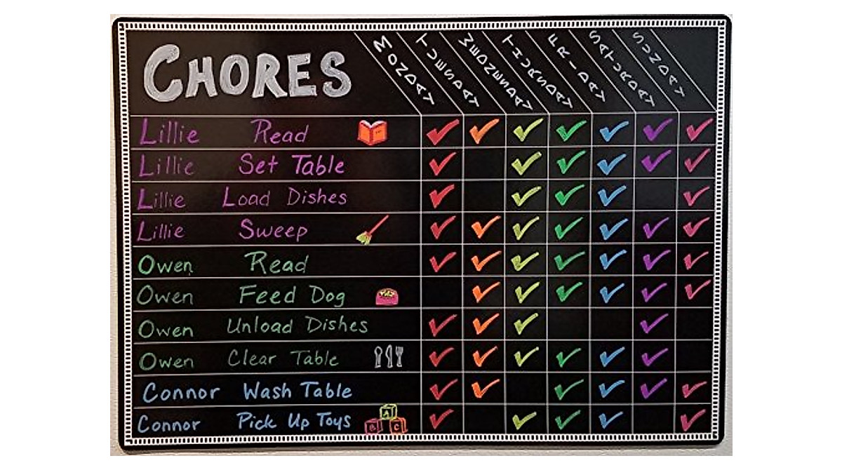 Vibrant Chore Board with 8 Chalk Markers for Organizing