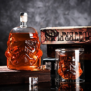 Yingluo Transparent Creative Whiskey Decanter Set With 2 Glasses,Flask Carefe,Whiskey Carafe for Wine,Scotch,Bourbon,vodka,Liquor-750ml Gifts for Men