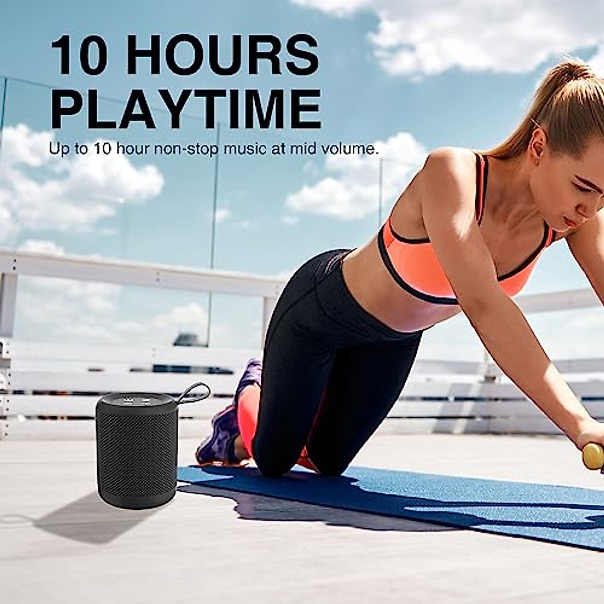 MEGATEK Portable Bluetooth Speaker, Loud HD Sound and Well-Defined Bass, IPX5 Waterproof, up to 10 Hours of Play, Aux Input, Wireless Speaker with Clip for Home, Outdoor and Travel (Black)