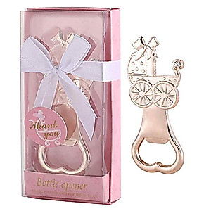 30 Pcs Baby Shower Party Favors Return Gifts For Guests Baby Bottle Bottle Openers Decorations Boy Girl By PARTYGOGO (Baby Carriage Pink, 30)