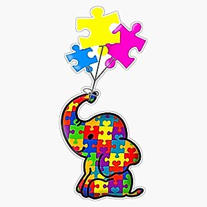 Generic Magnet Autism Awareness Elephant Gift Cute Elephant Puzzle Piece Magnet Bumper Sticker Car Magnet Flexible Reuseable Magnetic Vinyl 5 Inch,(LAB-CTMAGNETS-888)