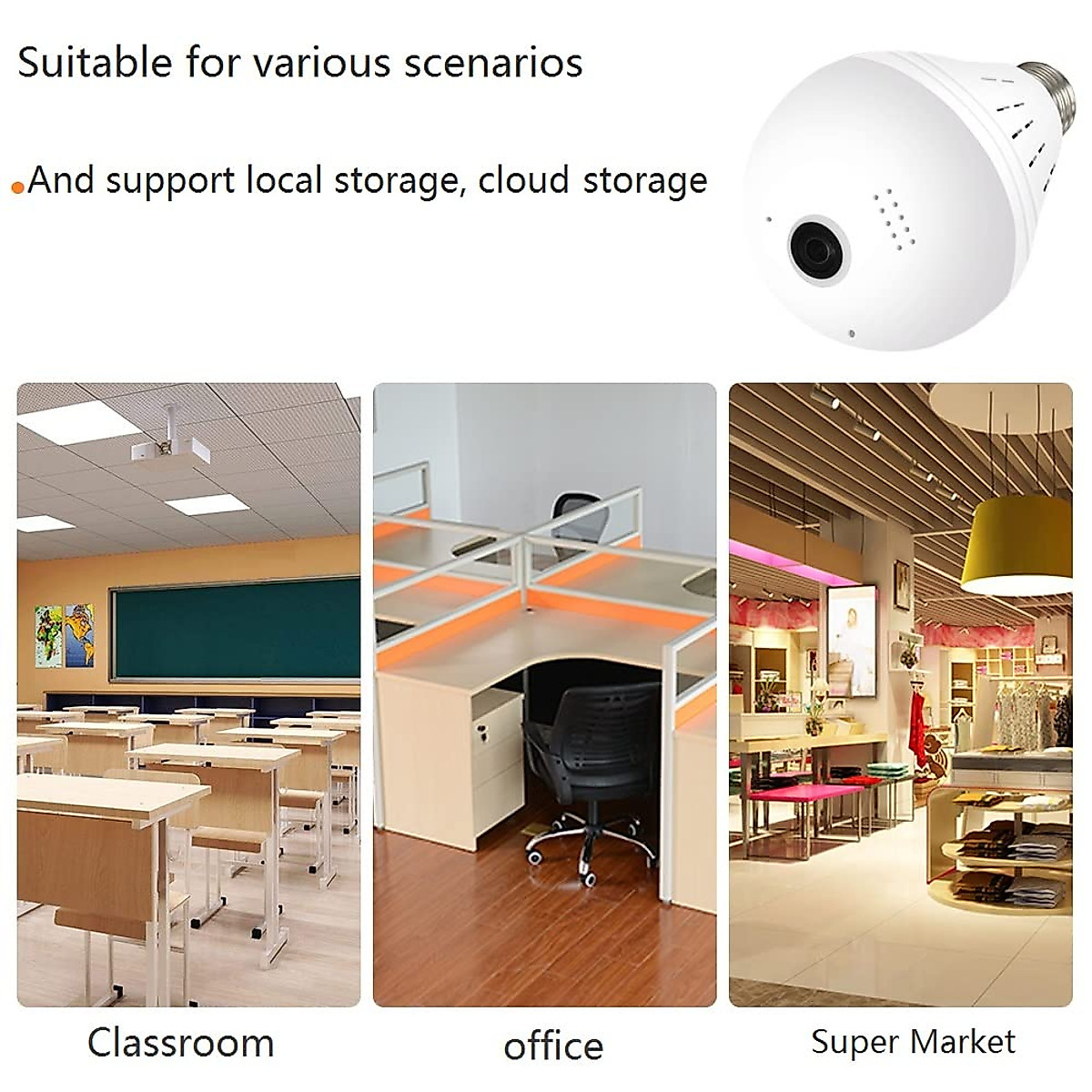 1080P Light Bulb Camera Garage Wireless Surveillance Camera Work with Alexa for Baby Room WiFi 2.4GHz E27-AOLANS