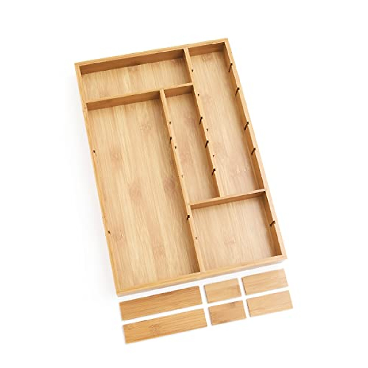 Lipper International 8397 Bamboo Wood Adjustable Drawer Organizer with 6 Removable Dividers, 12" x 17-1/2" x 1-7/8"
