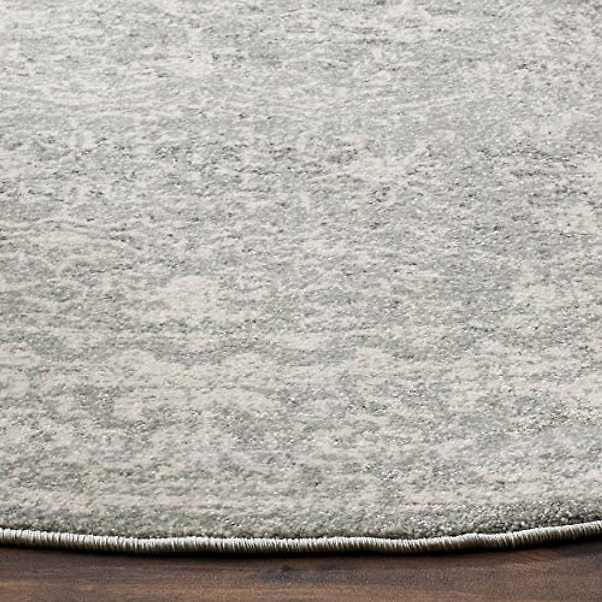 SAFAVIEH Evoke Collection 3' Round Silver / Ivory EVK270Z Shabby Chic Distressed Non-Shedding Dining Room Entryway Foyer Living Room Bedroom Area Rug