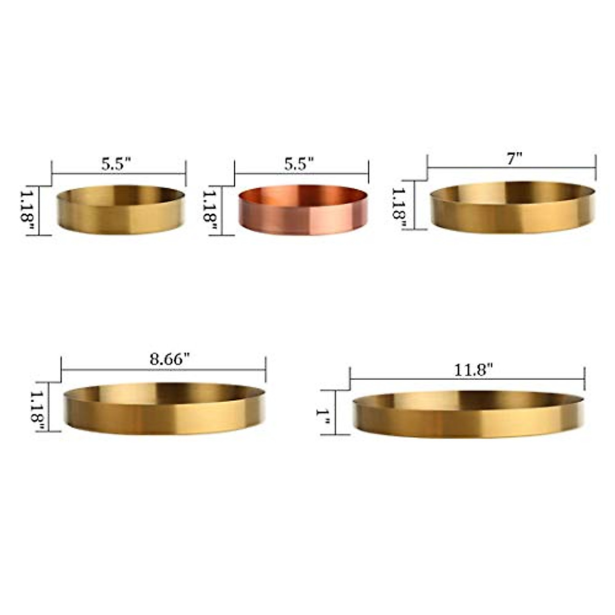 UniDes - Round Brass Tray,Small Gold Decorative Tray Metal Storage Organizer Tray for Modern Home,Matte Brass Finish | 8.66 Inch