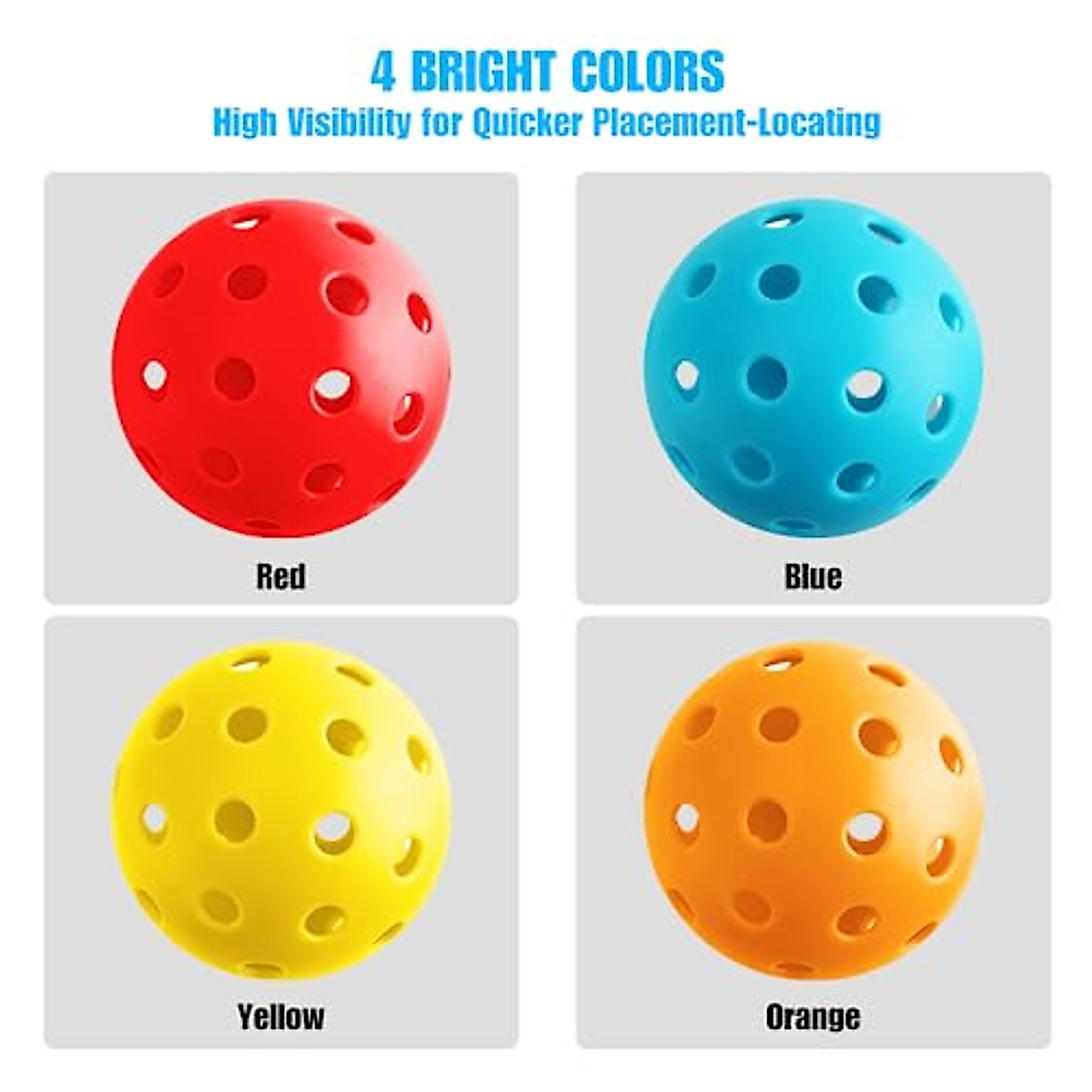 USAPA Approved Outdoor Pickleball Balls - 16 Pcs High-Bounce Balls with 40 Holes for Superior Durability | Tournament-Quality Set in 4 Bright Colors with Convenient Mesh Bag