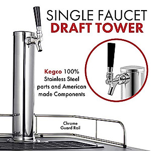 Kegco Kegerator Full Size Keg Refrigerator - Single Faucet - D System, Stainless Steel
