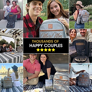 DELUXY Mr and Mrs Insulated Picnic Backpack for 2 - Wedding Gifts for Couple 2022, Cool Bridal Shower Gifts for Bride, Couples Gifts, for Couples Newly Engaged Unique, Anniversary