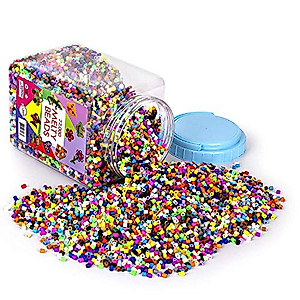 Playkidz Fuse Beads, Bulk Assorted Multicolor Melty Beads for Kids Crafts, Big Bucket of 22000 pcs