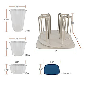 Chef Buddy Kitchen Organization Carousel - Food Storage Containers and Plastic Storage Bins With Lids, 11” W x 11” L x 8” H, Clear, Blue
