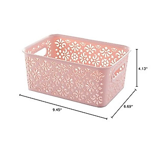 Cabilock Box Storage Basket Pantry Clothes Organizer for Closet Small Storage Bins Underwear Storage Organizer Hollow Storage Drawers for Clothes Stackable Basket Pink Clothing Container