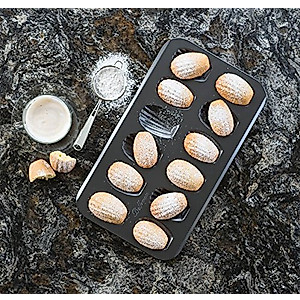 Bellemain Madeleine Pan | 12-Well Madeleine Mold Makes 12 Madeleine Cookies | Nonstick Tea Cake Pan for Madeleines, Cakelet Pan | Warp-Resistant Carbon Steel Madeline Pans (2-Pack)