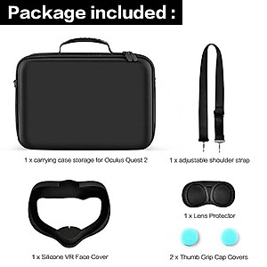 Carrying Case for Meta for Quest 3 Oculus for Quest 2 Advanced All-in-One Virtual Reality Headset/Touch Controllers/Elite Strap VR2 Accessories with Silicone Face Cover, Lens Protector (No Device)