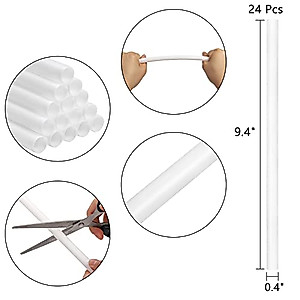ZEAYEA 24 Pieces Cake Dowel Rods with 8 Pieces Cake Separator Plates for 4, 6, 8, 10 Inch Tiered Cakes, Plastic Cake Sticks Support Rods with Cake Board for 4 Tiered Cake Construction and Stacking