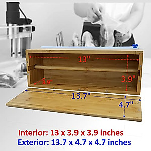 Vacuum Sealer Bag Roll Dispenser with Cutter incl 32 ft 11" Bag Roll - Reusable & Large Bamboo Vacuum Bag Dispenser Fits Most 50 ft Food Saver Bags Rolls - Perfect for Big 12" Rolls of Plastic Wrap, Aluminum Foil and Wax Paper
