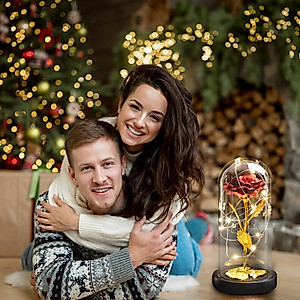 AUGOLA for Her Galaxy Rose, Forever Rose in Glass Dome Rainbow, Unique Love Flower Gifts for Her, Girlfriend, Wife, Mom, Grandma, Women Gifts for Valentines Birthday Mother's Day