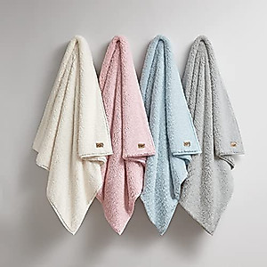 UGG Blake Sherpa Blanket - Fuzzy Throw Blanket for Couch - Warm Blanket for Living Room - Soft Sofa Blanket - Natural/Snow Trim - 50” x 70