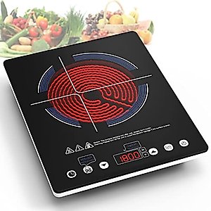 GIHETKUT Electric Cooktop Single Burner, 1800W Electric Stove Top with Touch Control, 9 Power Levels, Kids Safety Lock & Timer, Overheat Protection,110V Induction Cooktop