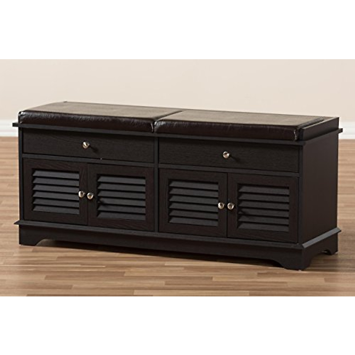 Baxton Studio Laertes Modern and Contemporary Dark Brown Wood 2-Drawer Shoe Storage Bench