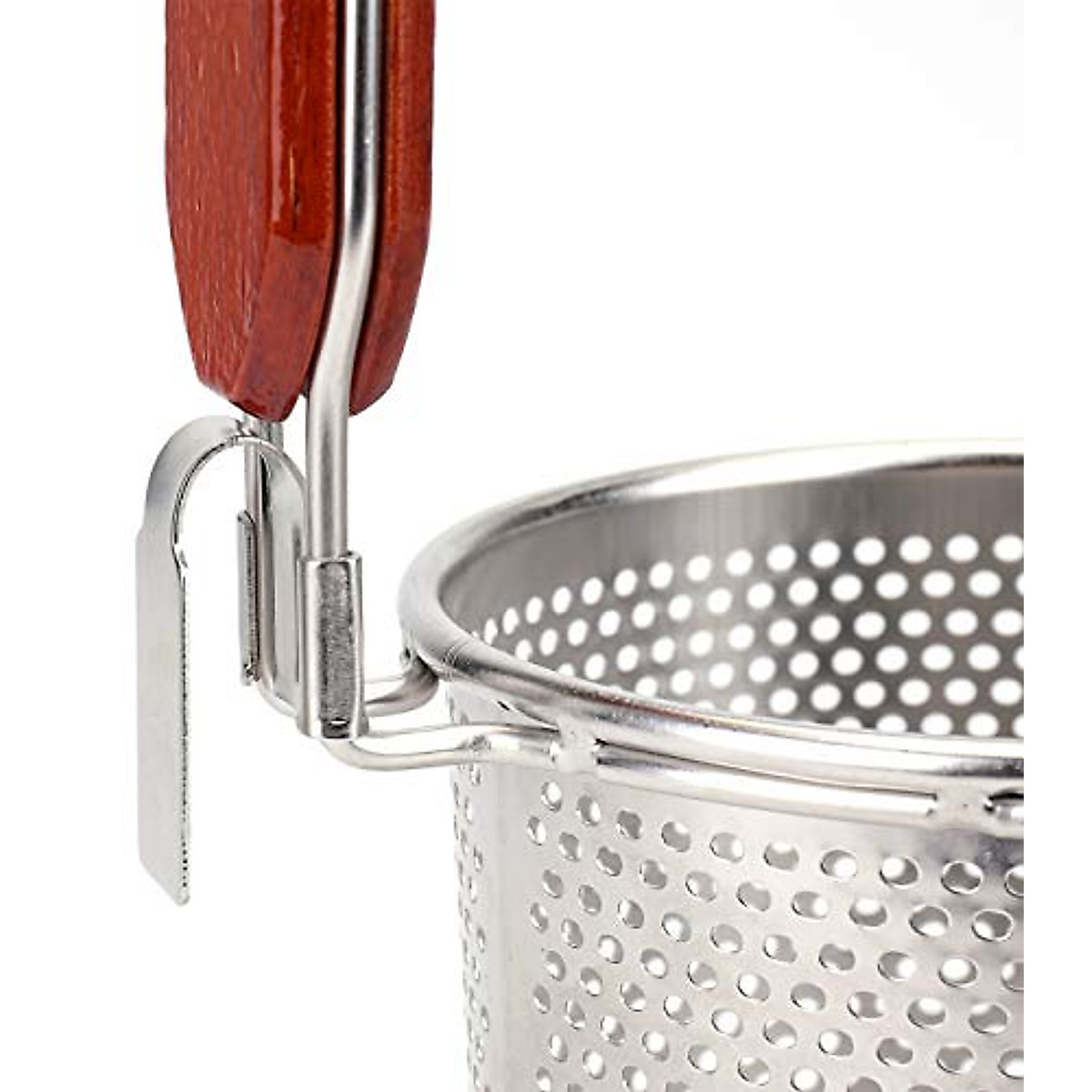 Lawei 3 Packs Mesh Pasta Basket with Wooden Handle Stainless Steel Mesh Spider Strainer for Pasta, Noodles, Dumpling