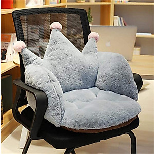 GREUS Cute Crown Shaped Seat Cushion for Desk Kitchen Dining Office Chair Soft Comfort Warm Fluffy Plush Lazy Sofa Couch Seat Pads Pillow Relieves Back Coccyx Sciatica Tailbone Pain Relief Floor Mat